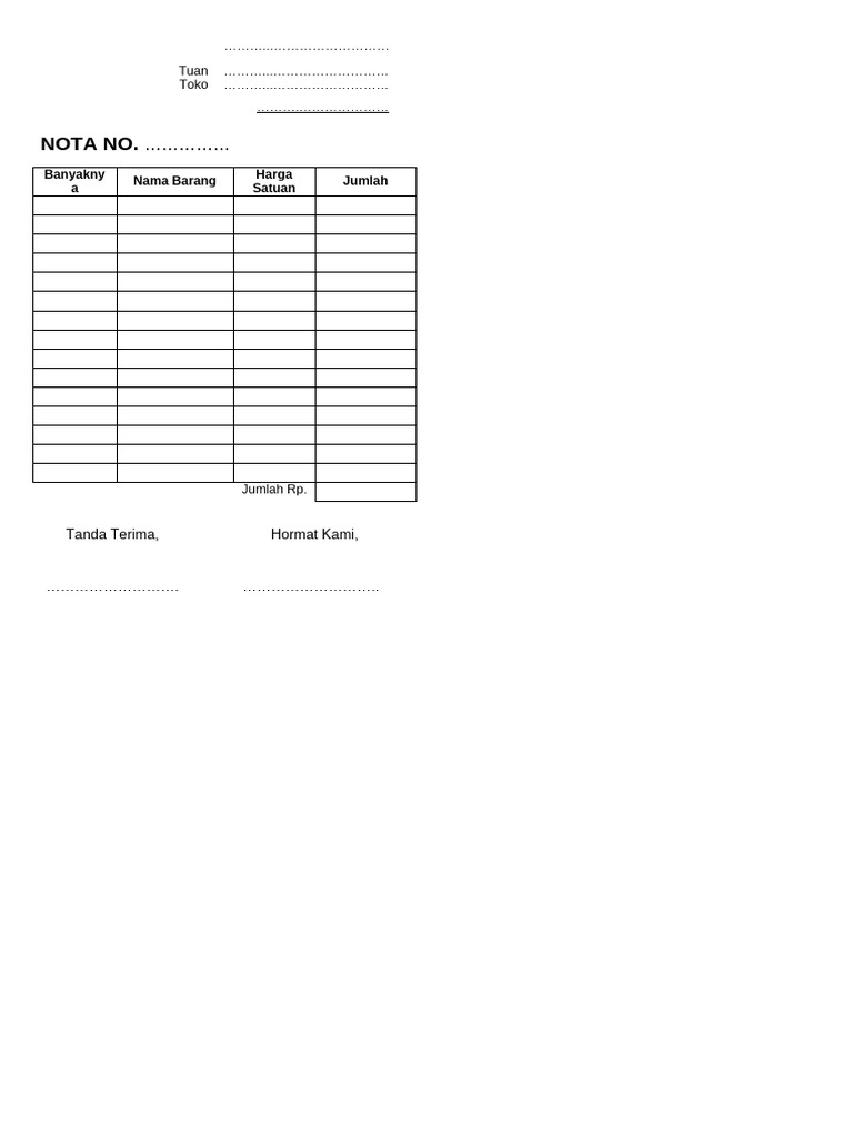 Template Nota Word 2 by Appasih - Com (Satu) | PDF