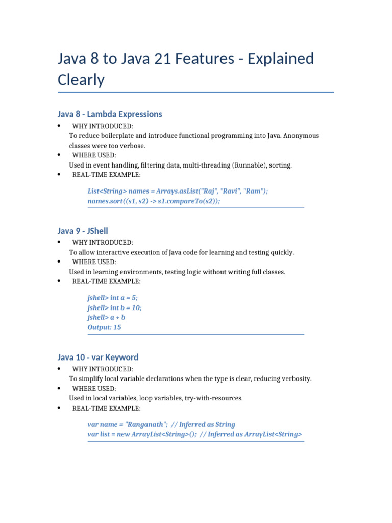 Java 8 To 12 Features Explained | PDF