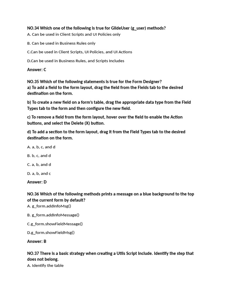 ServiceNow Scripting and Configuration Quiz | PDF | Version Control ...