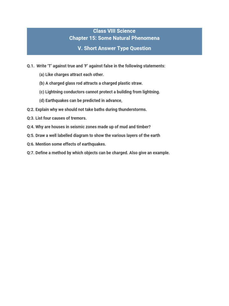 V. Short Answer Type Question | PDF