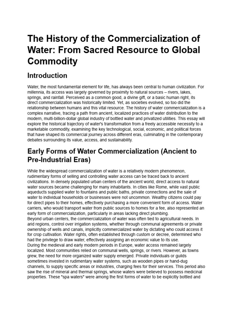 Evolution of Water Commercialization | PDF | Bottled Water | Water