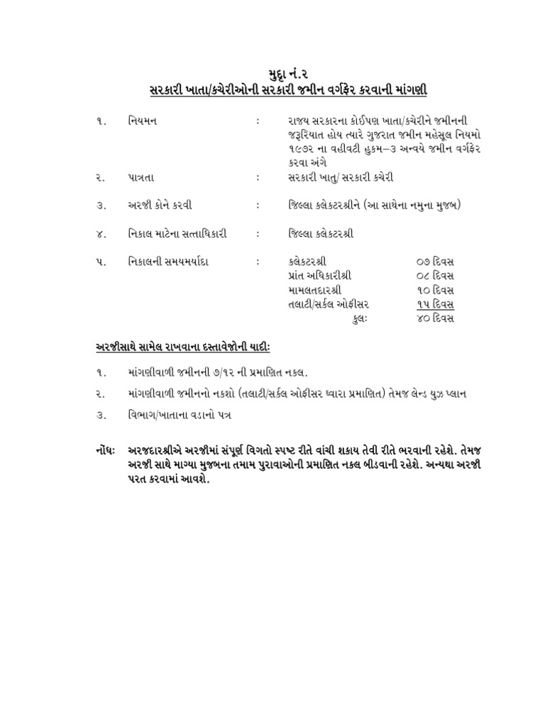 Sarakari Khata Jamin Vargfer Form02 | PDF