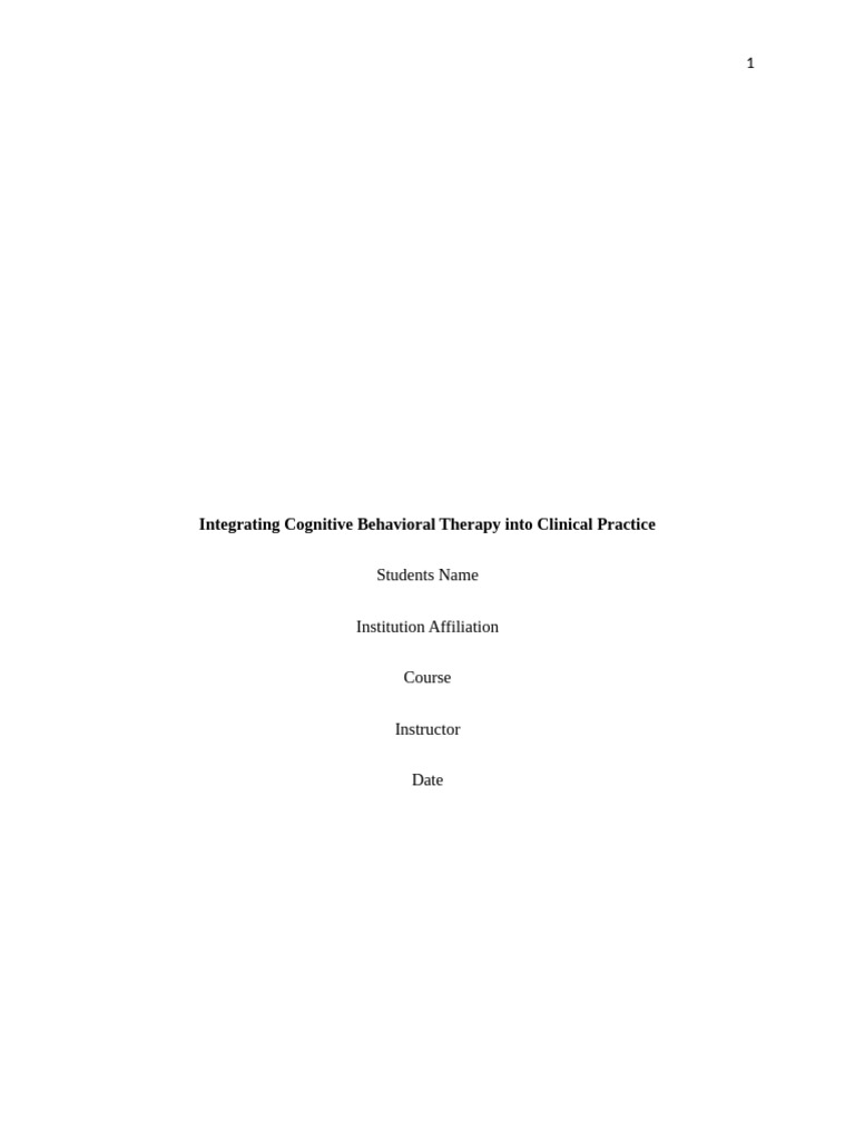 Integrating CBT in Clinical Practice | PDF | Cognitive Behavioral ...