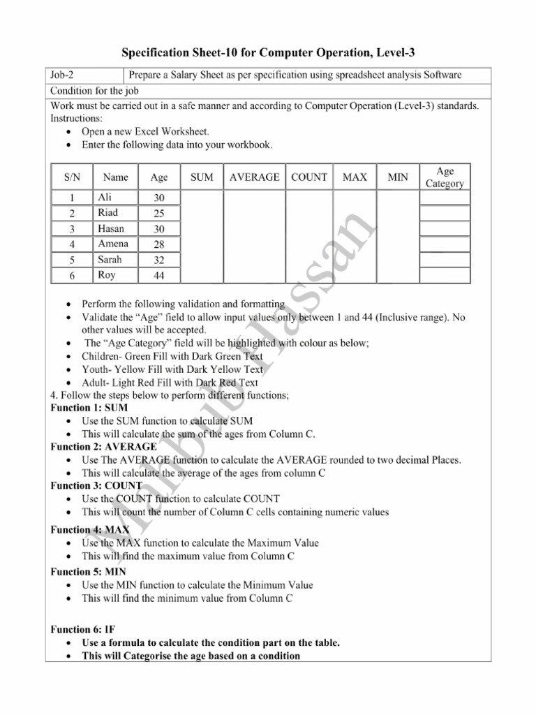 Age Sheet | PDF