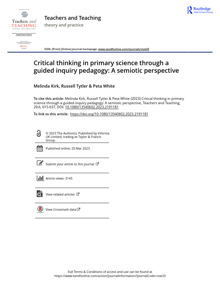Critical Thinking in Primary Science Through A Guided Inquiry Pedagogy ...