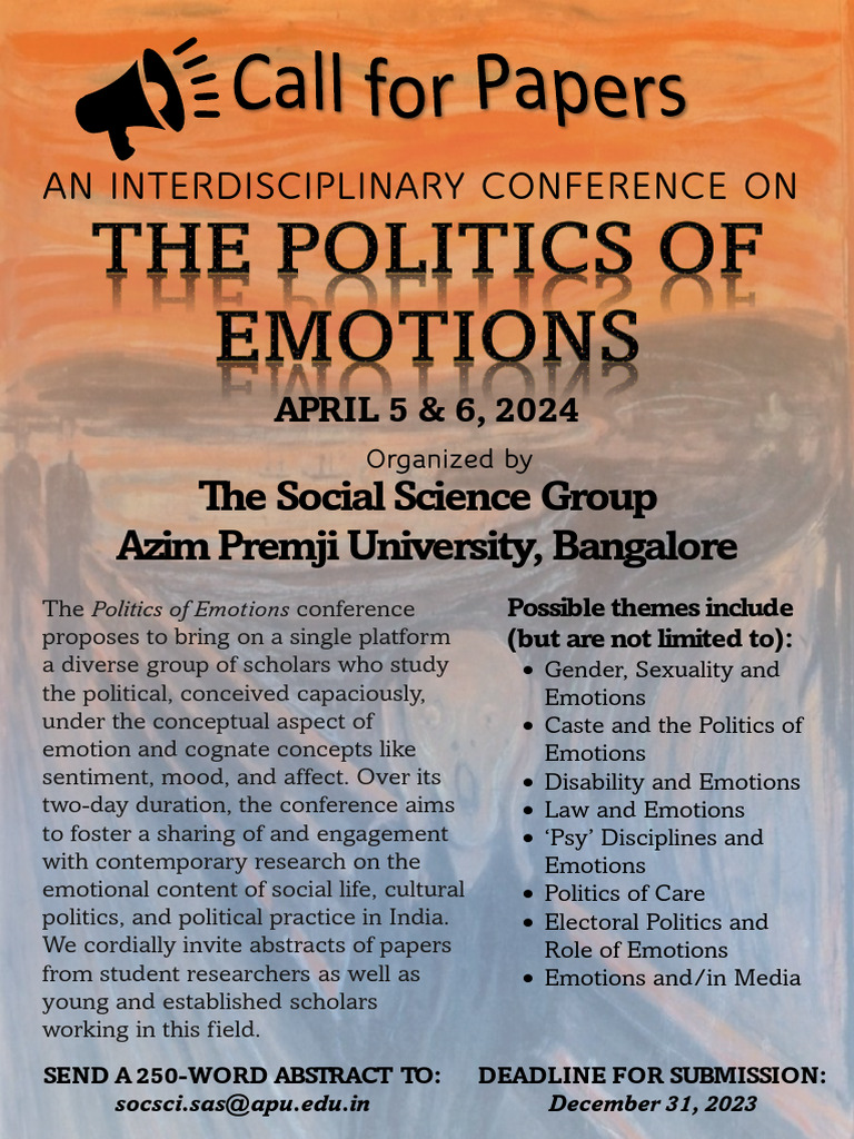 Politics of Emotions Conference 2024 | PDF | Emotions | Behavioural ...