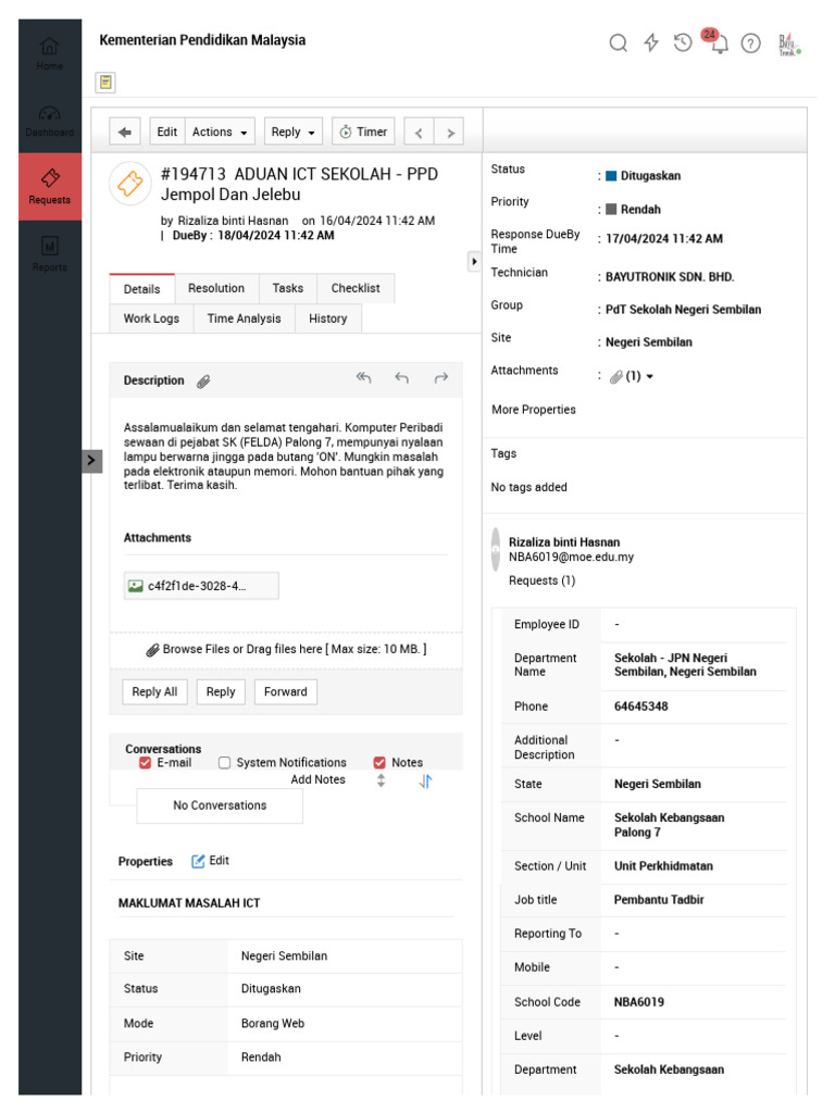 #194713, Aduan Ict Sekolah - PPD Jempol Dan Jelebu | PDF