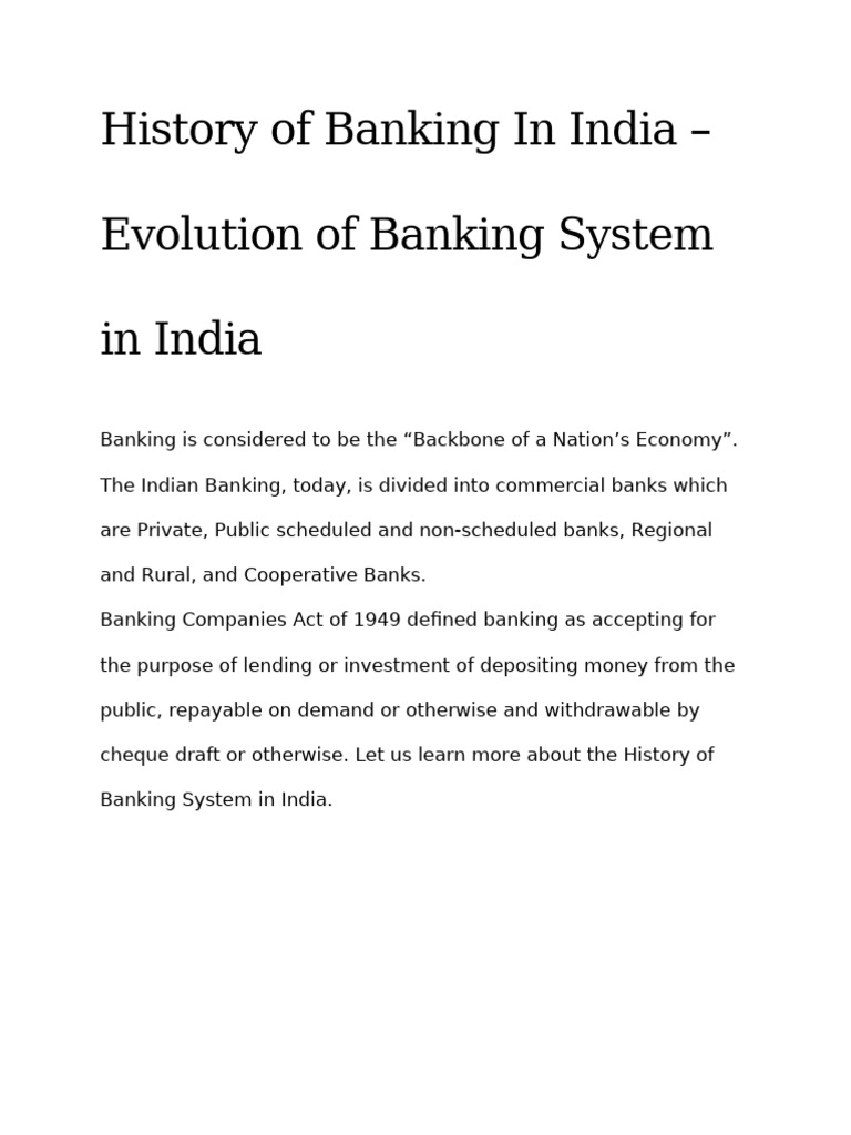 History of Banking in India | PDF | Banks | Personal Finance