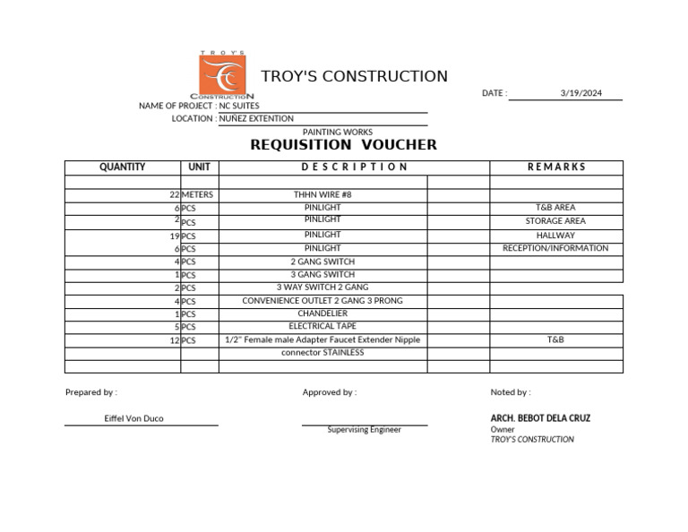 Troy Voucher Form 1 | PDF
