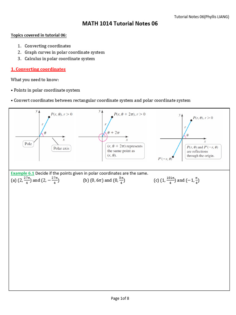 Math1014 Tutorial Notes 06 Pdf Tangent Slope