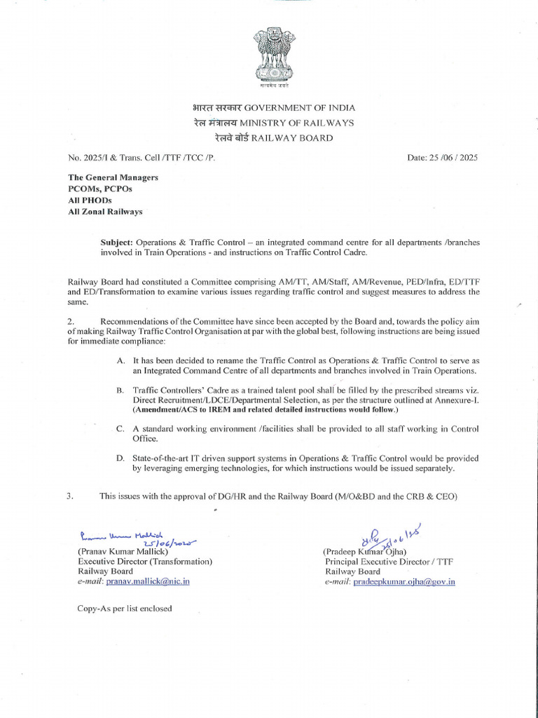 RB Letter DT 25.06.2025 On Operations & Traffic Control and ...