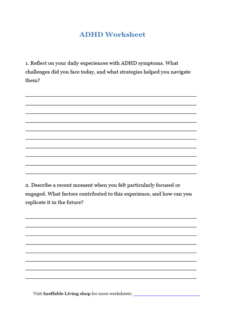 ADHD Reflection and Strategy Worksheet | PDF