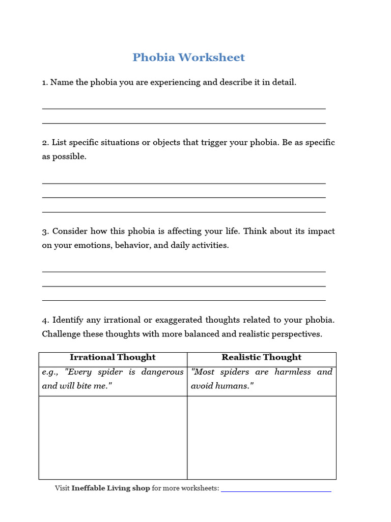 Phobia Management Worksheet | PDF