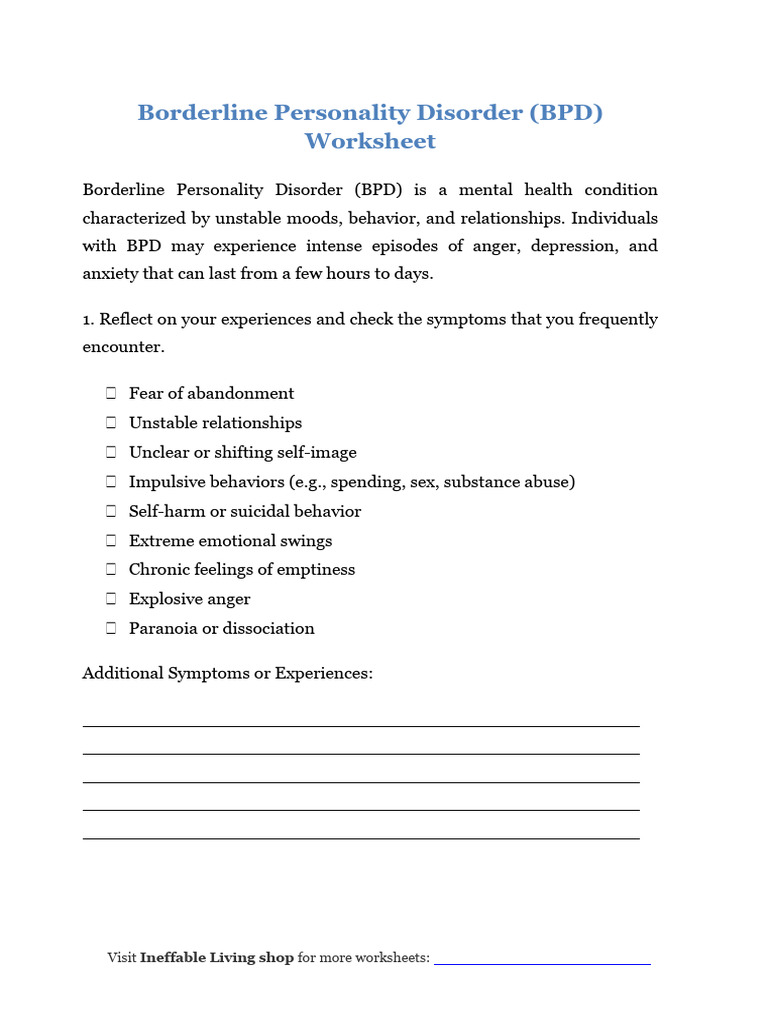 BPD Worksheet | PDF