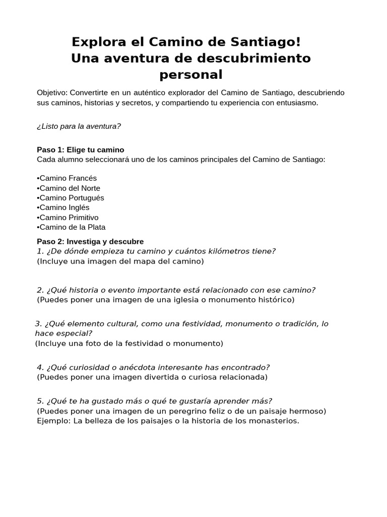 Explora El Camino de Santiago! | PDF