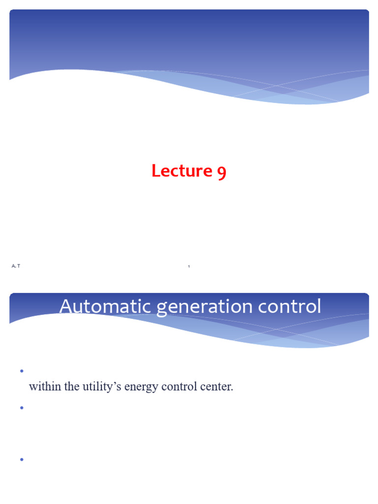 Automatic Generation Control Overview | PDF | Torque | Electric Generator