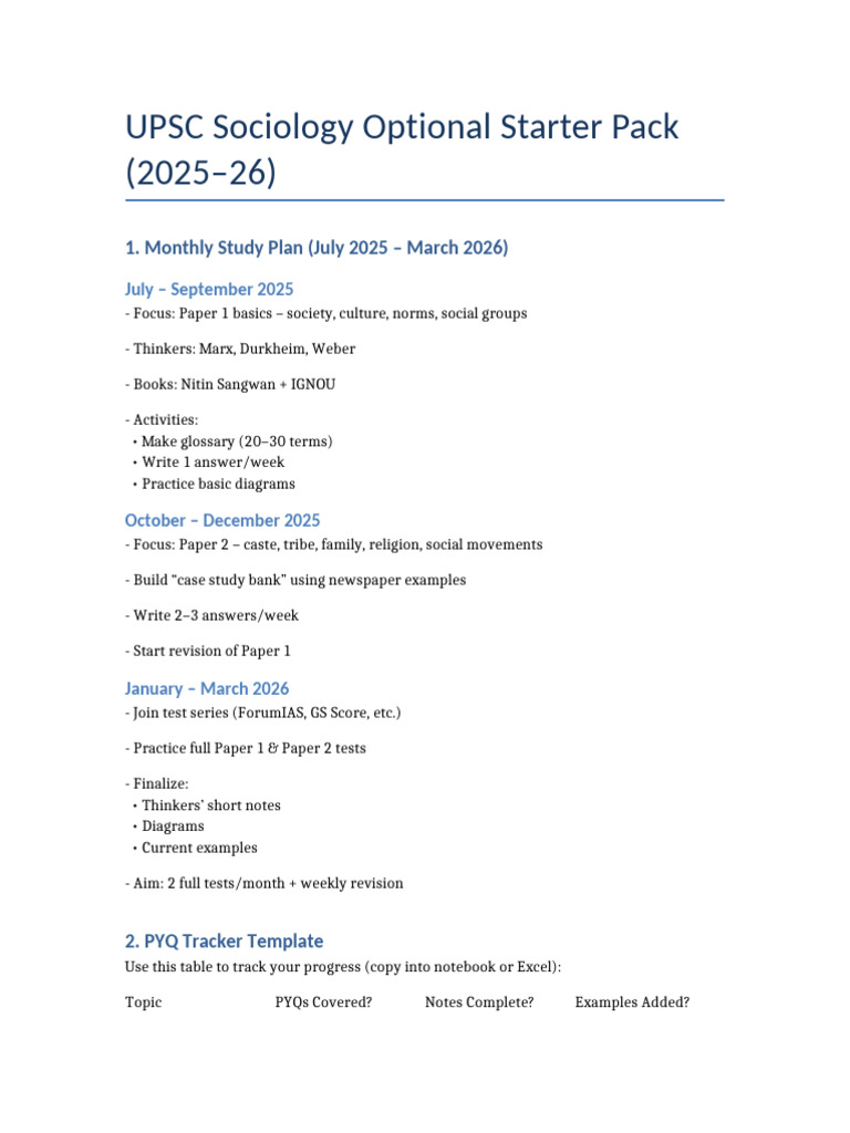 Sociology Optional Starter Pack | PDF