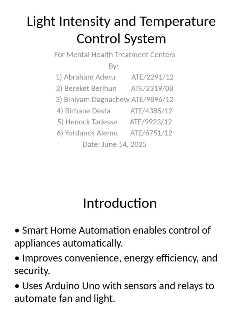 Smart Home Automation Presentation Pdf Automation Internet Of Things