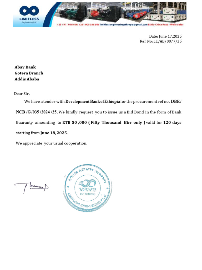 Dbe Dbe NCB G 035 2024 25 Bid Bond | PDF