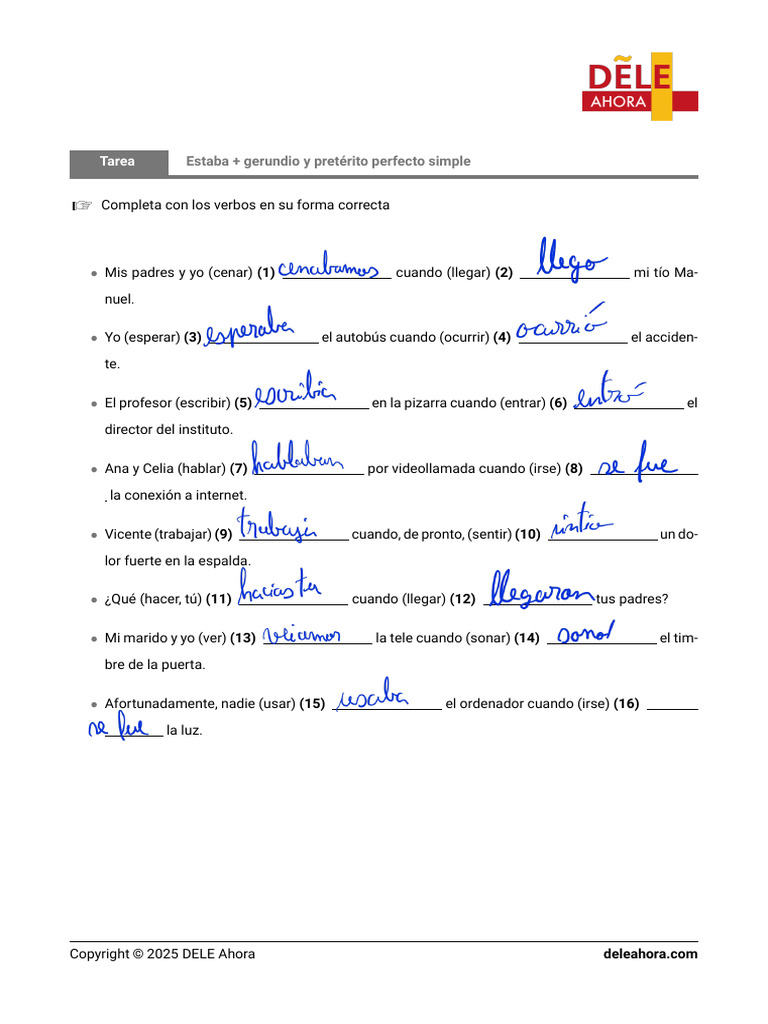 Estaba Gerundio y Preterito Perfecto Simple | PDF