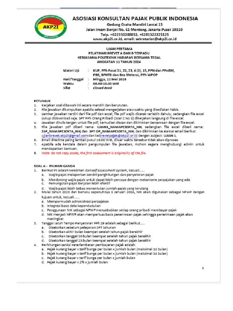 Soal KUP Dan PPH OP | PDF