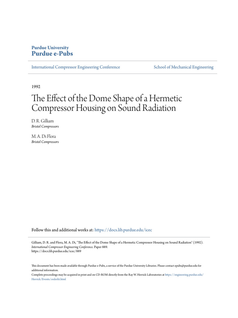 The Effect of The Dome Shape of A Hermetic Compressor Housing On | PDF ...