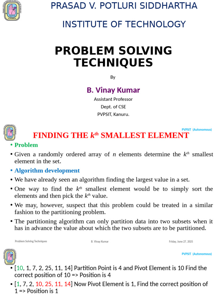 6 Finding KTH Smallest Element | PDF | Computer Science | Computer Programming