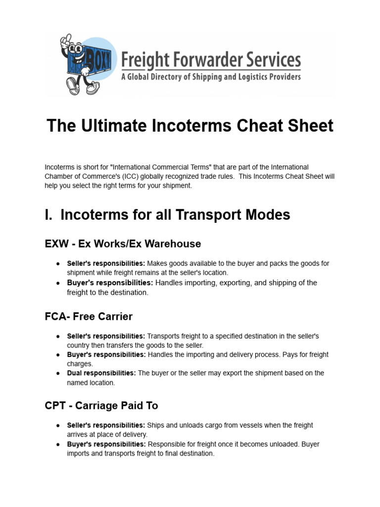 International Commercial Terms-Incoterms-Cheatsheet-Freight Forwarder ...