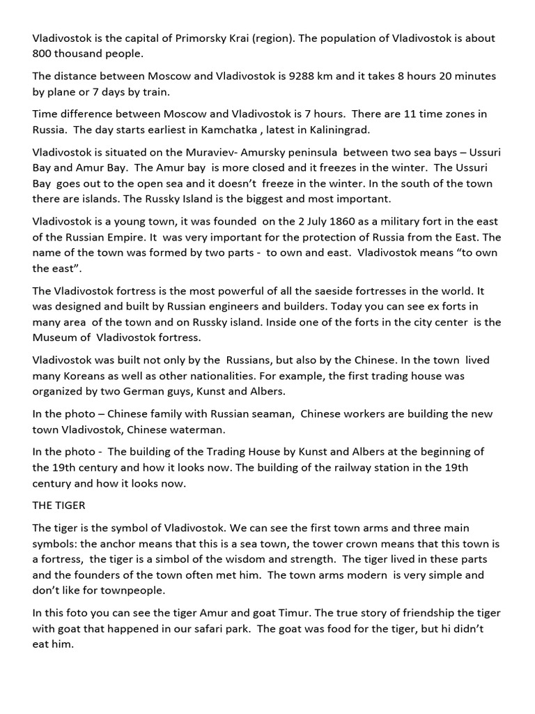 Vladivostok Inglish Text | PDF