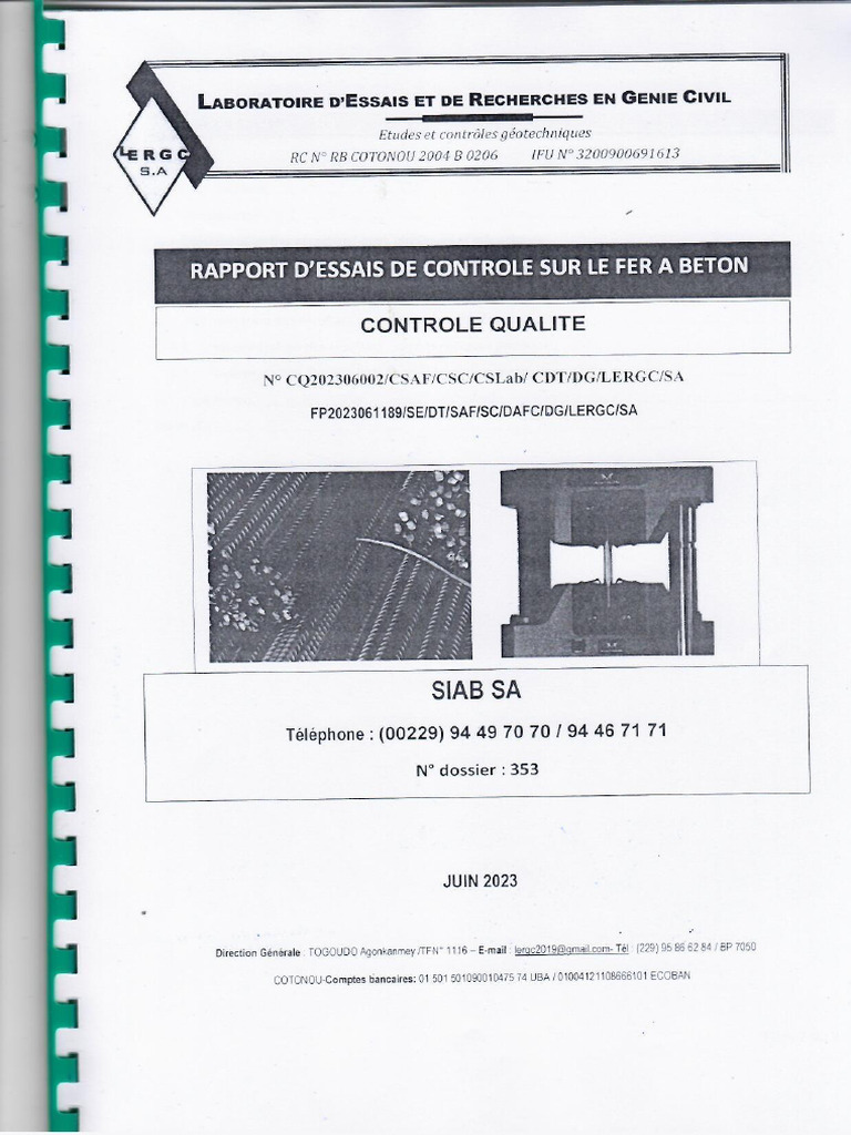 Fiches Technique Fab Fe500 (Lergc S.a) | PDF