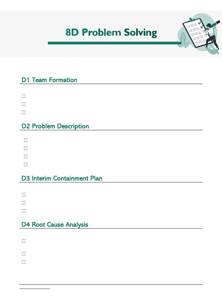 8D Problem Solving Check List | PDF