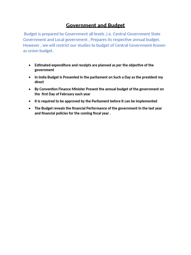Central Government Annual Budget Overview | PDF