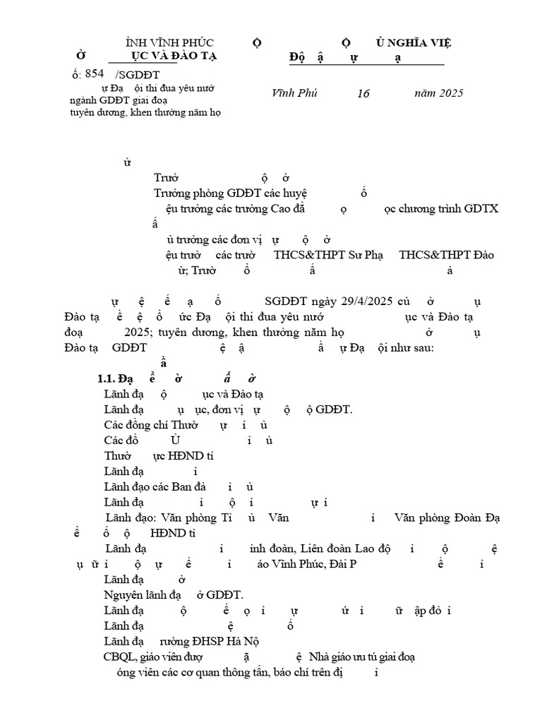 854 - 16.5.2025 - CV Trieu Tap Dai Hoi Thi Dua 2020.2025 - PH | PDF
