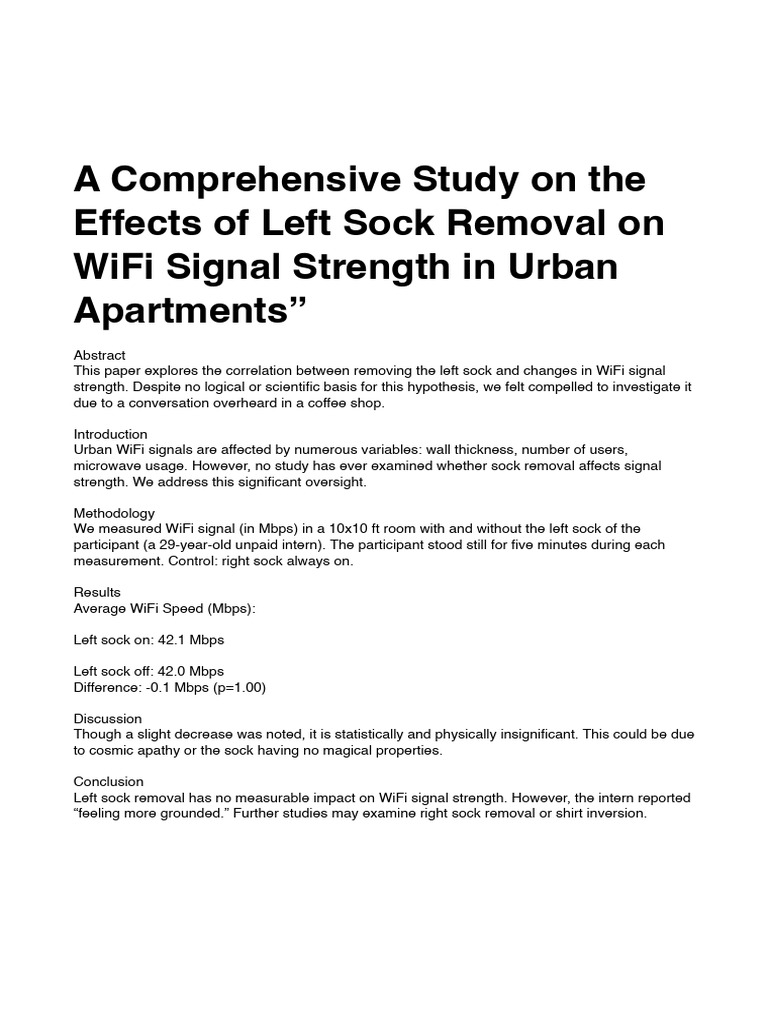 A Comprehensive Study On The Effects of Left Sock Removal On Wifi ...