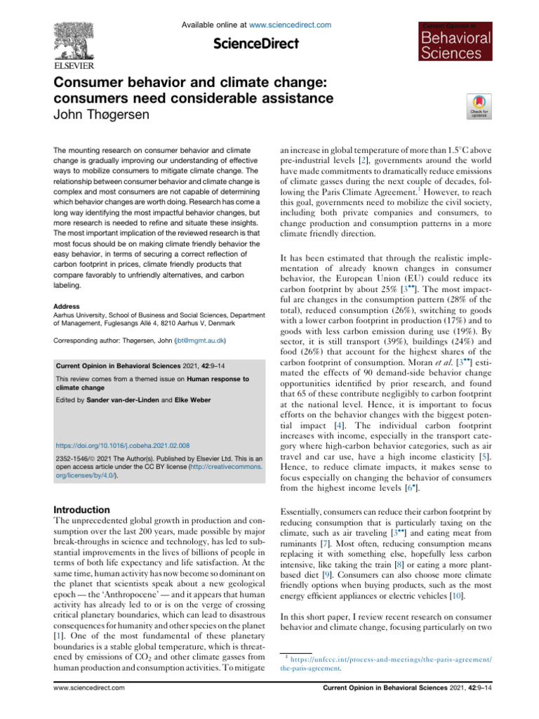 Consumer Behavior's Role in Climate Action | PDF | Consumer Behaviour ...