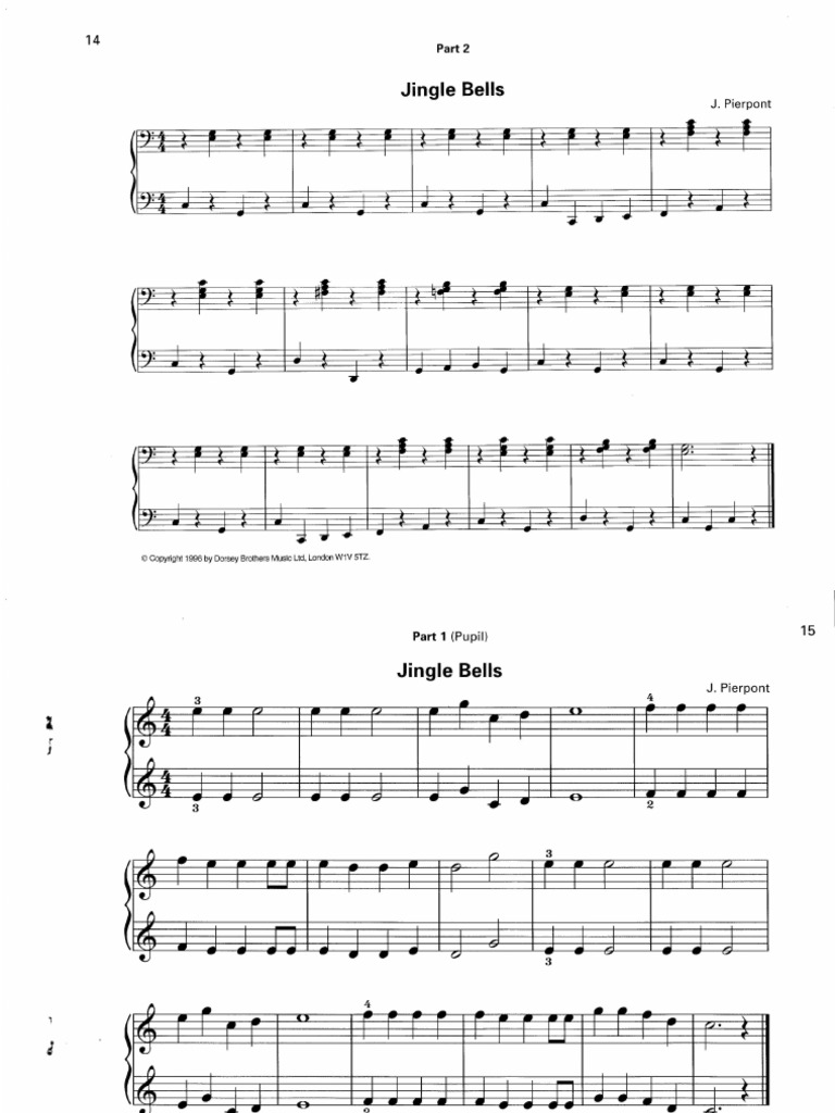 Jingle Bells (4 Mãos - Easy) (John Thompson Easiest Piano Course ...