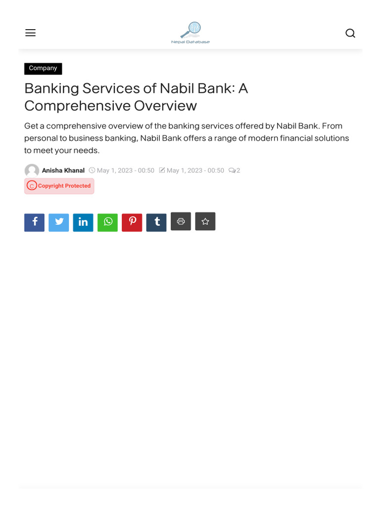 Nabil Bank: Comprehensive Banking Overview | PDF | Banks | Business