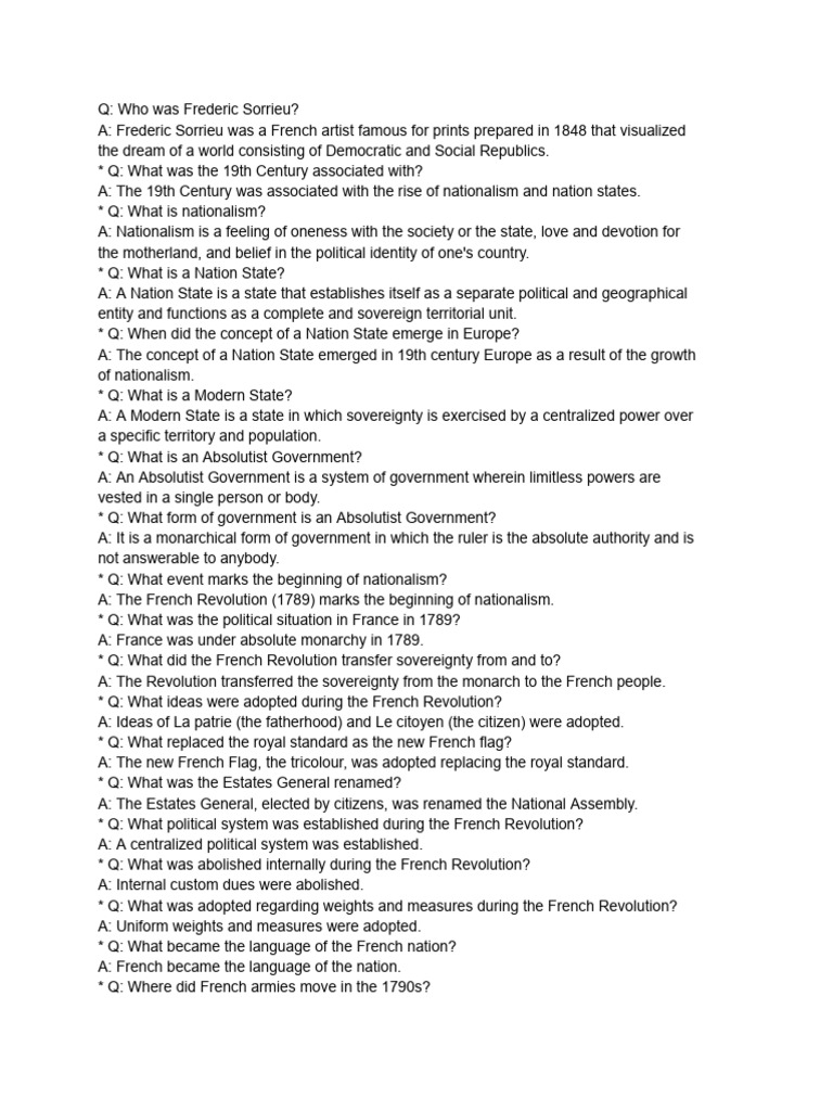 Class 10 History CH 1 Questions Part 2 | PDF | Absolute Monarchy ...