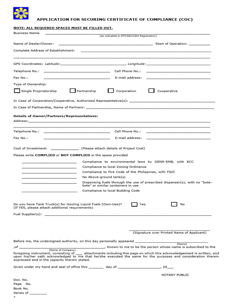 COC LFRO Application Form Rev. C | PDF
