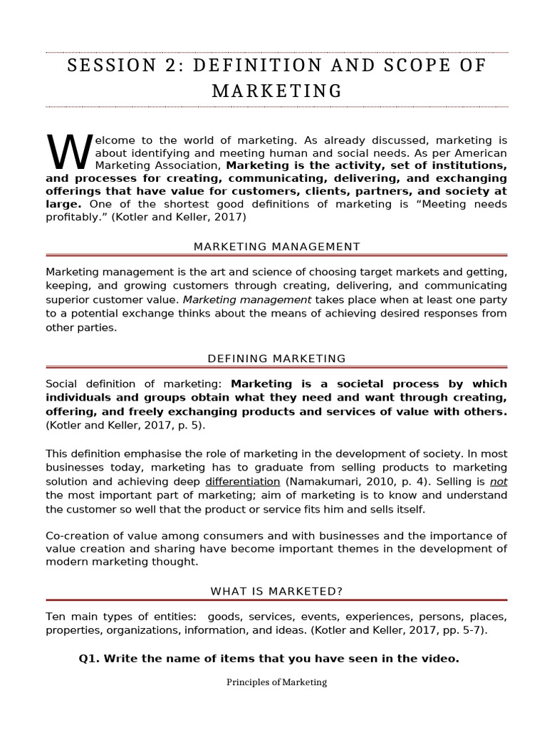 Defining the Scope of Marketing | PDF | Marketing | Market (Economics)