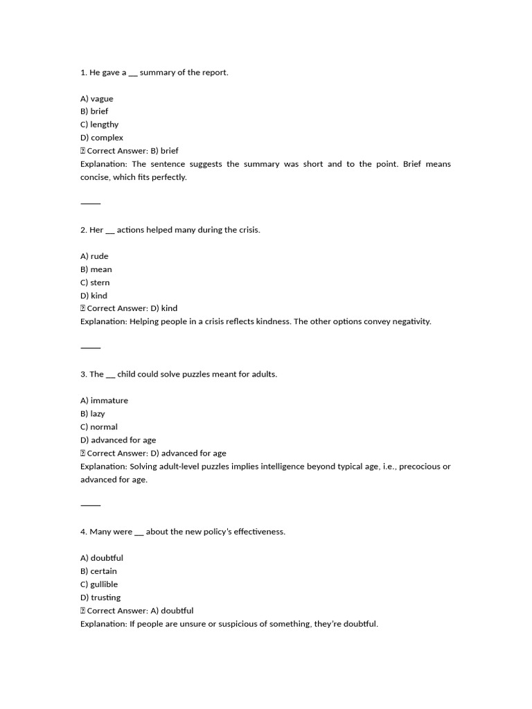 Answer Key Set 1 SAT WIC | PDF