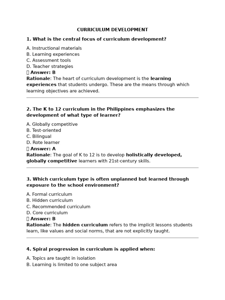 Curriculum Development Reviewer | PDF | Curriculum | Learning