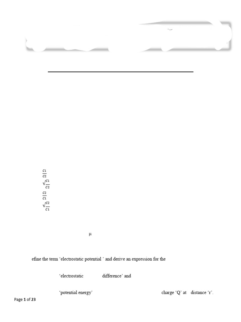 Chapter 2 ELECTROSTATIC POTENTIAL - CAPACITANCE - Work Sheet - 2 | PDF | Capacitance | Capacitor