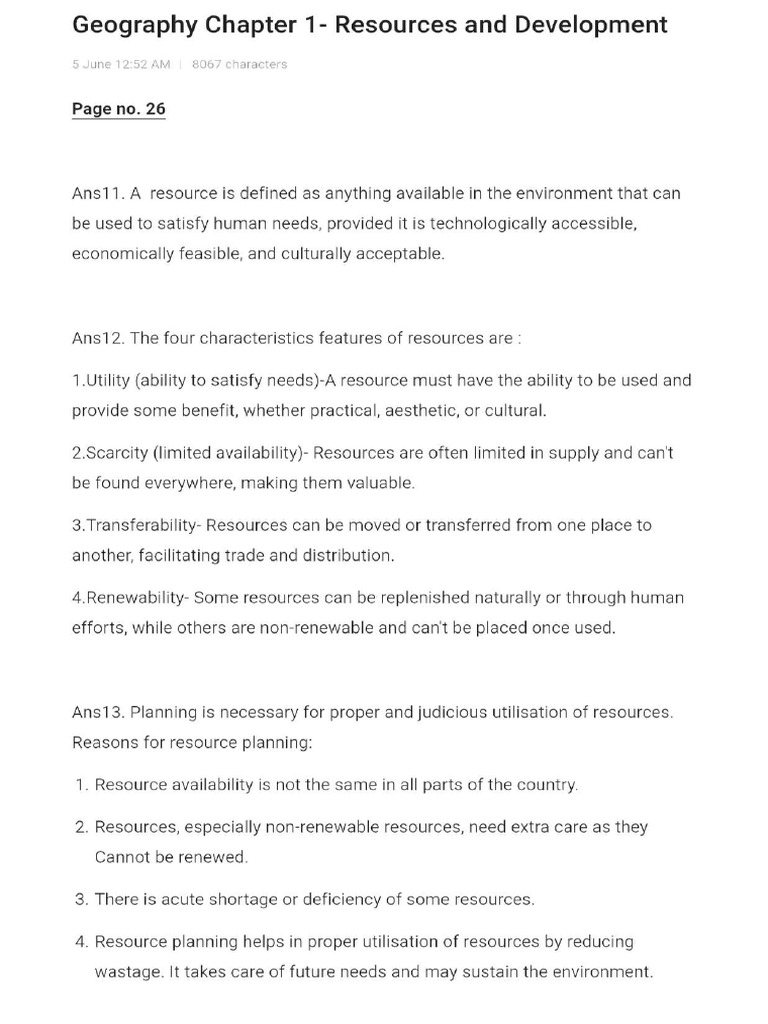 Resources and Development | PDF