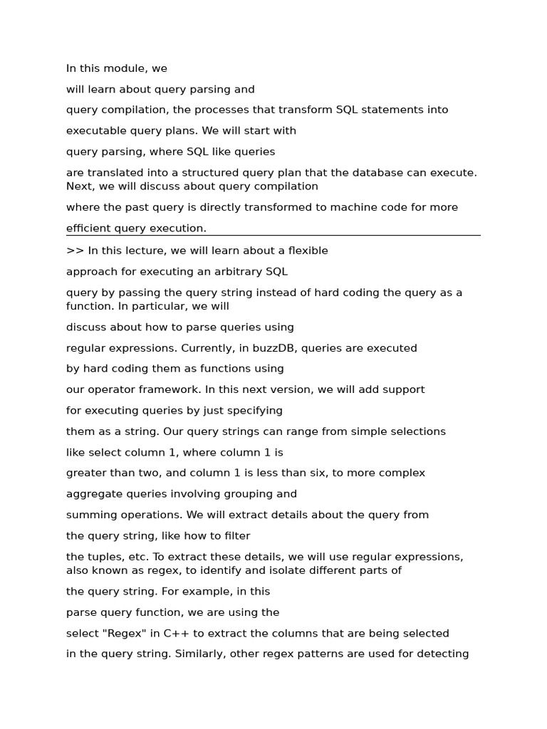 Module 13 Query Compilation | PDF | Regular Expression | Database Index