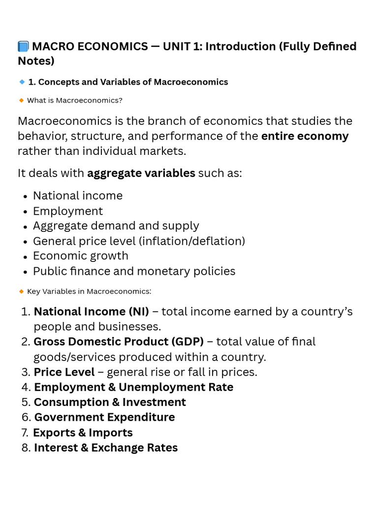 Perfect. Here's Your Unit 1 Full Detailed and Defined Notes For Macro ...