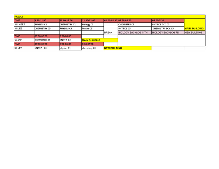 Time Schedule - Sheet9 | PDF