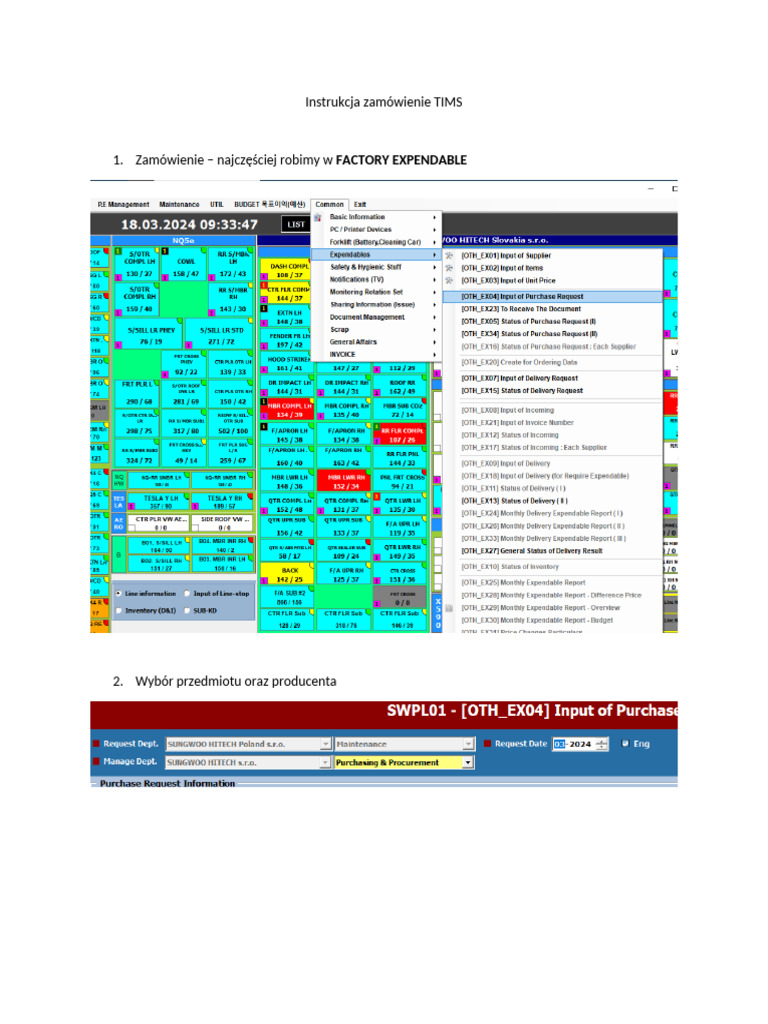 Instrukcja Zamówienie TIMS | PDF