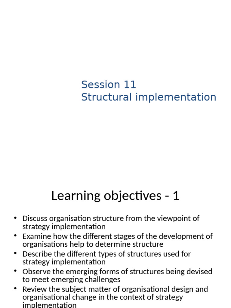 Organizational Structure for Strategy Implementation | PDF | Strategic ...
