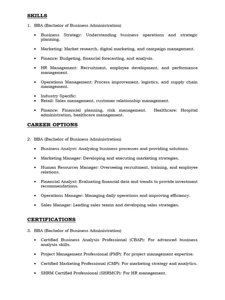 BBA (Bachelor of Business Administration) | PDF | Business Analysis ...